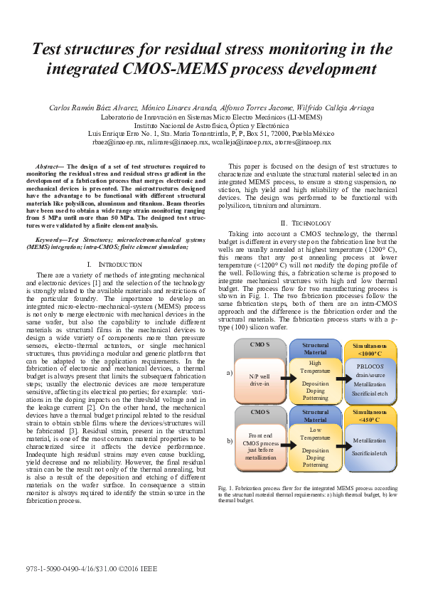 (PDF) Test structures for residual stress monitoring in the integrated ...