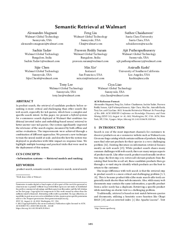 (PDF) Semantic Retrieval at Walmart