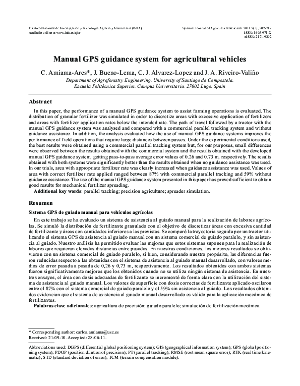 Pdf Manual Gps Guidance System For Agricultural Vehicles