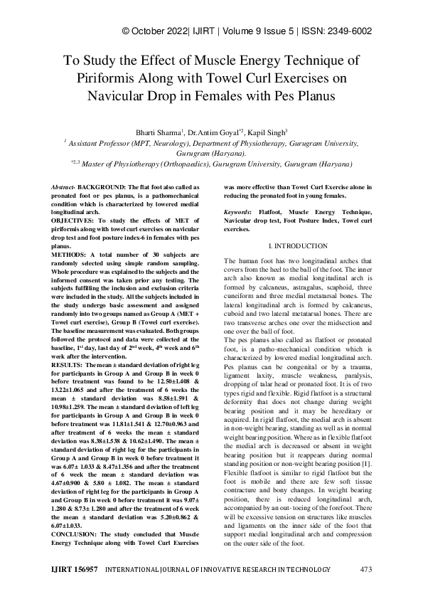 (PDF) To Study the Effect of Muscle Energy Technique of Piriformis ...