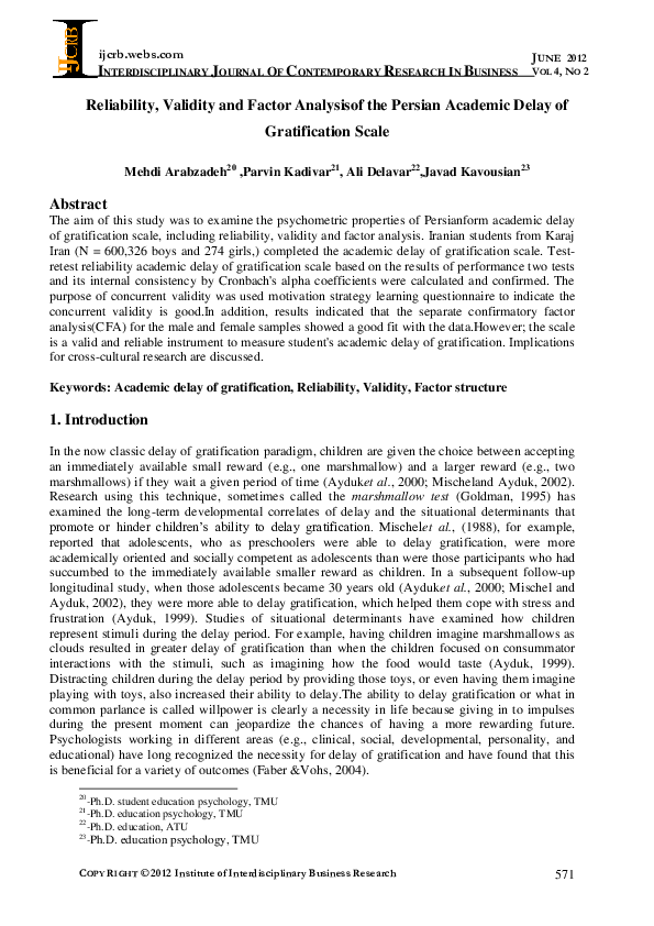 (PDF) Reliability , Validity and Factor Analysisof the Persian Academic ...