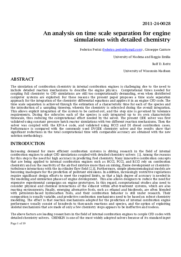 (PDF) An Analysis on Time Scale Separation for Engine Simulations with ...