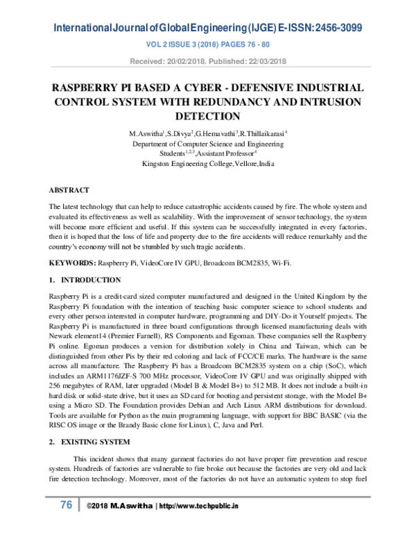 Pdf Raspberry Pi Based A Cyber Defensive Industrial Control System