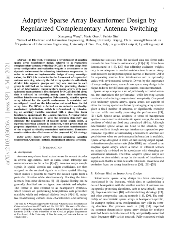 (PDF) Adaptive Sparse Array Beamformer Design by Regularized ...