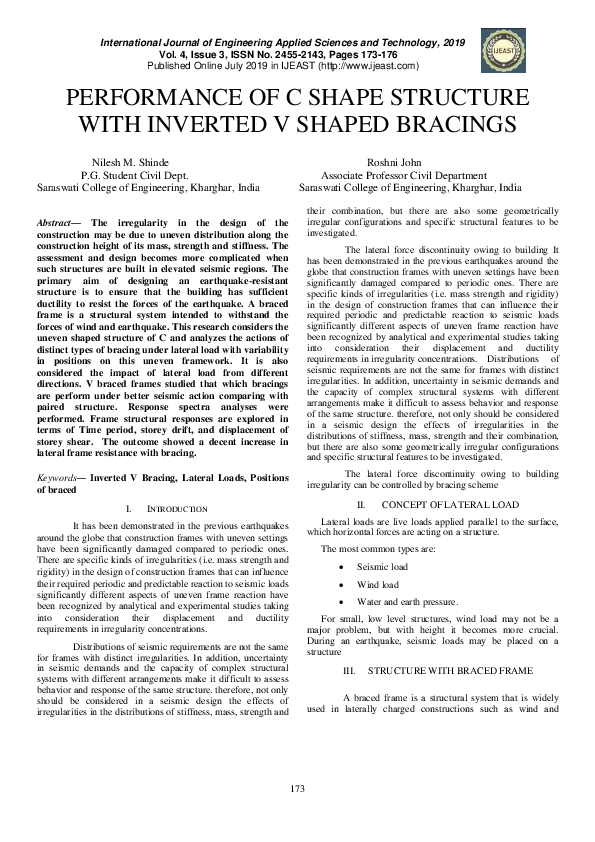 (PDF) Performance of C Shape Structure with Inverted V Shaped Bracings