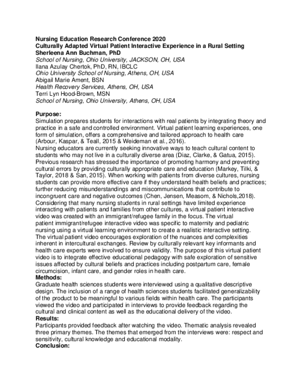 (PDF) Culturally adapted virtual patient interactive experience in a ...