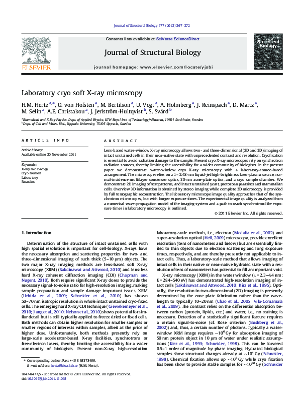 (PDF) Laboratory cryo soft X-ray microscopy | m selin - Academia.edu