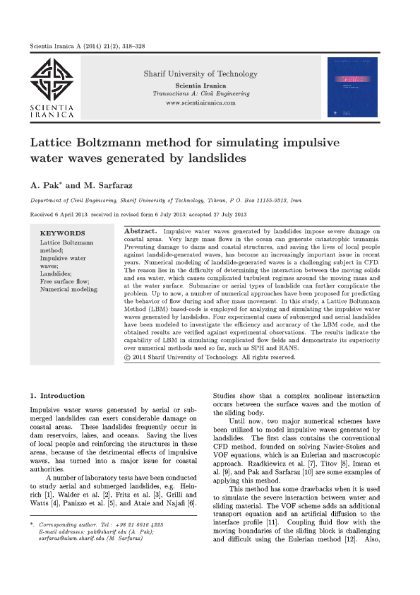 (PDF) Lattice Boltzmann Method for Simulating Impulsive Water Waves Generated by Landslides