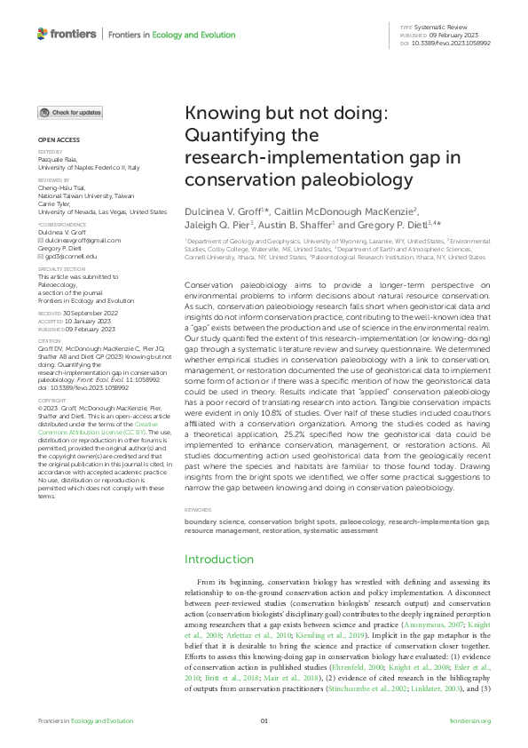 (PDF) Knowing but not doing: Quantifying the research-implementation ...