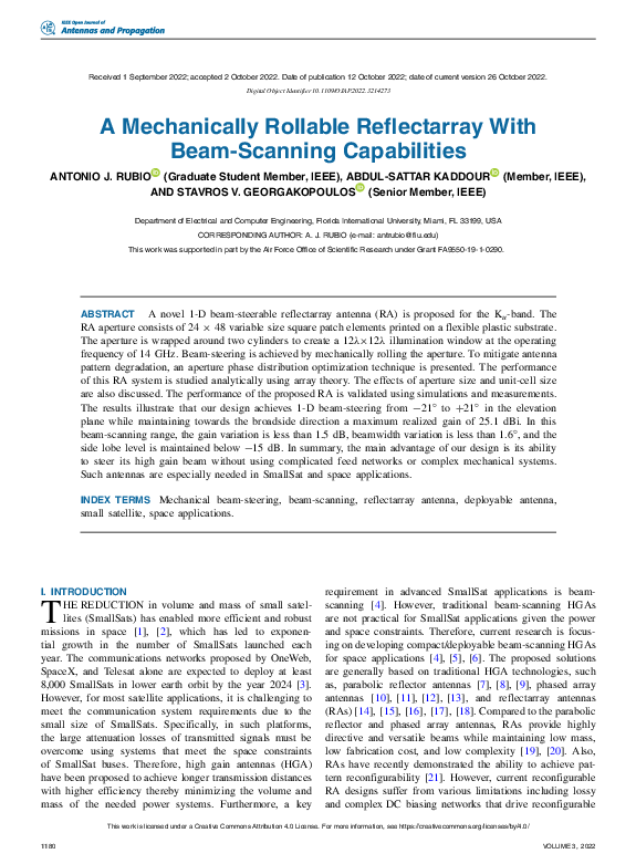 (PDF) A Mechanically Rollable Reflectarray With Beam-Scanning Capabilities