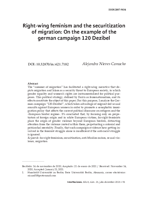 (PDF) Right-wing feminism and the securitization of migration: on the ...