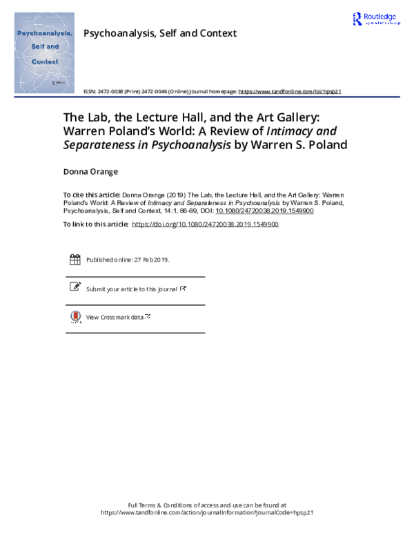 (PDF) The Lab, the Lecture Hall, and the Art Gallery: Warren Poland’s ...