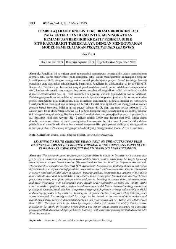 (PDF) Pembelajaran Menulis Teks Drama Berorientasi Pada Ketepatan Diksi Untuk Meningkatkan ...