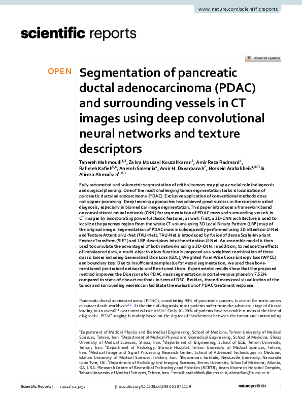 (PDF) Segmentation of Pancreatic Ductal Adenocarcinoma (PDAC) and ...