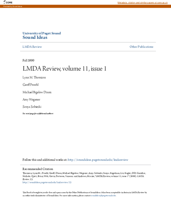 (PDF) LMDA Review, volume 11, issue 1