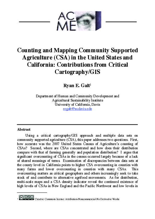 (PDF) Counting and Mapping Community Supported Agriculture (CSA) in the ...