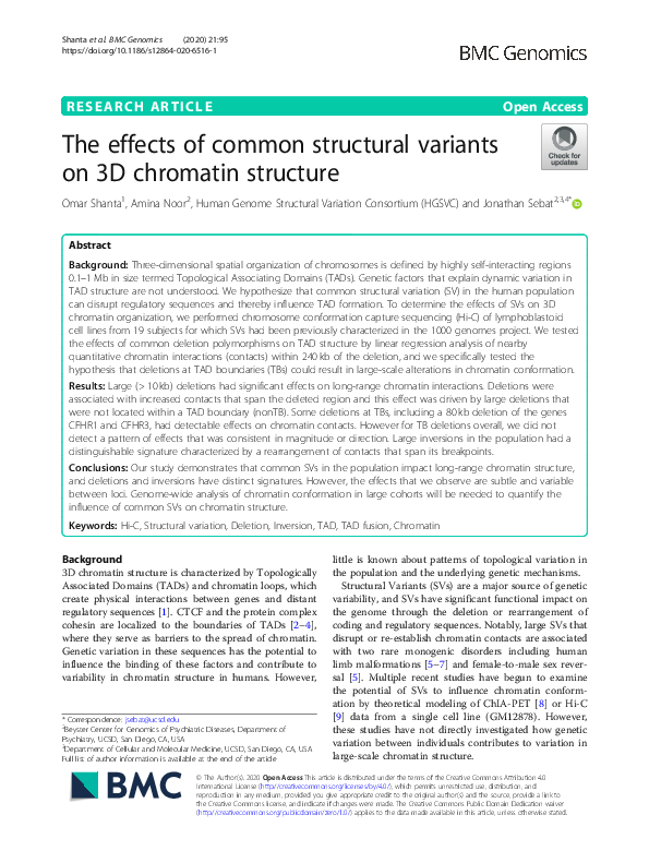 (PDF) The effects of common structural variants on 3D chromatin structure | Madhusudan Gujral ...