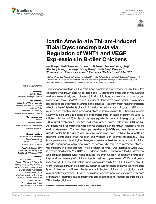 (PDF) Icariin Ameliorate Thiram-Induced Tibial Dyschondroplasia via ...