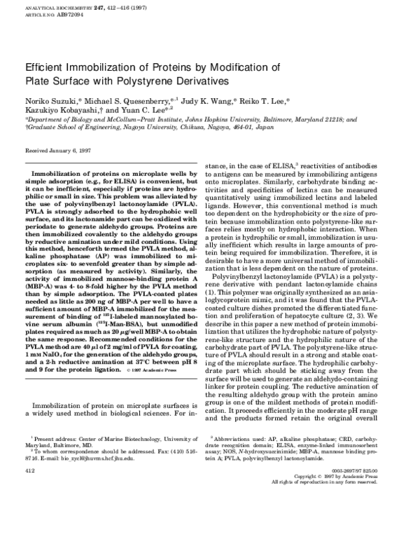 (PDF) Efficient Immobilization of Proteins by Modification of Plate ...