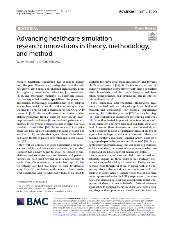 (PDF) Advancing healthcare simulation research: innovations in theory ...