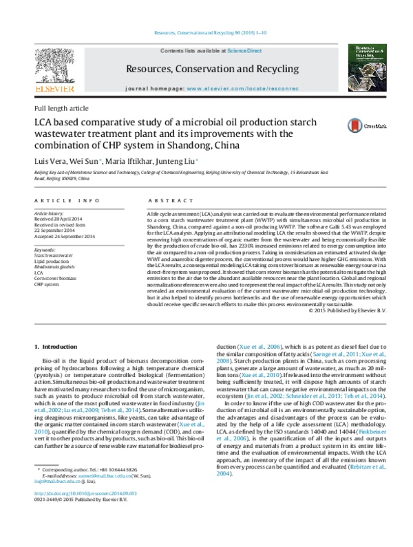 (PDF) LCA based comparative study of a microbial oil production starch ...