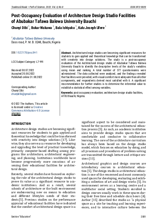 (PDF) Post-Occupancy Evaluation of Architecture Design Studio ...