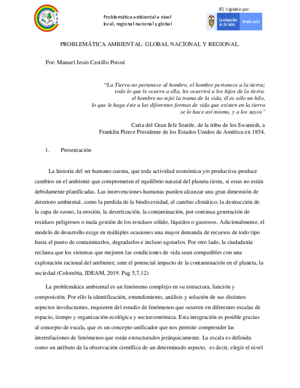 (PDF) PROBLEMÁTICA AMBIENTAL: GLOBAL NACIONAL Y REGIONAL | Manuel Castillo Potosi - Academia.edu