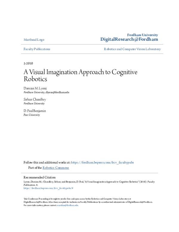 (PDF) A Visual Imagination Approach to Cognitive Robotics | Damian Lyons - Academia.edu