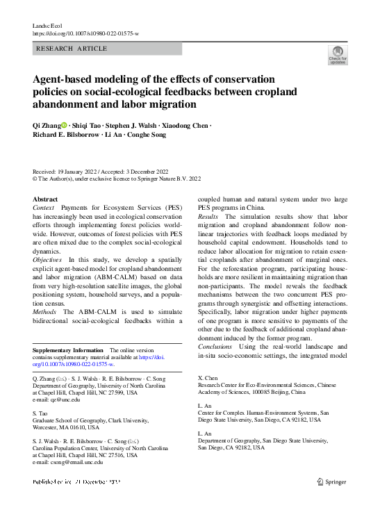 (PDF) Agent-based modeling of the effects of conservation policies on social-ecological ...