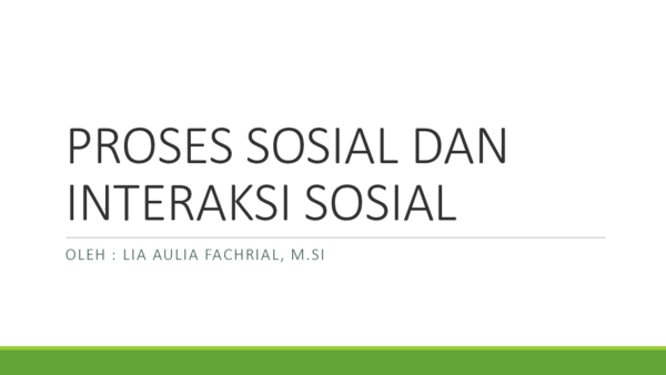 (PDF) Proses Sosial dan Interaksi Sosial