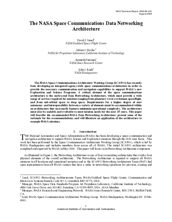 (PDF) The NASA Space Communications Data Networking Architecture