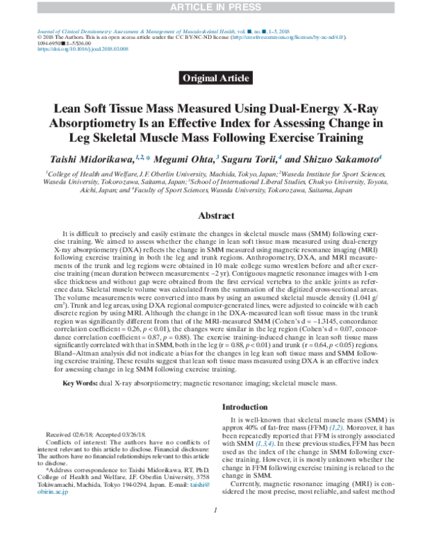 (PDF) Lean Soft Tissue Mass Measured Using Dual-Energy X-Ray ...