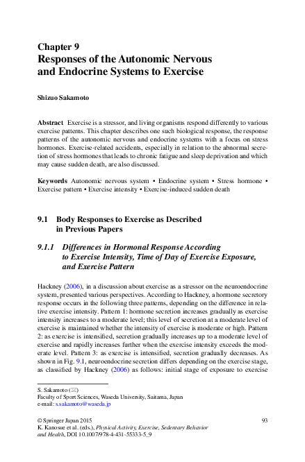 (PDF) Responses of the Autonomic Nervous and Endocrine Systems to Exercise