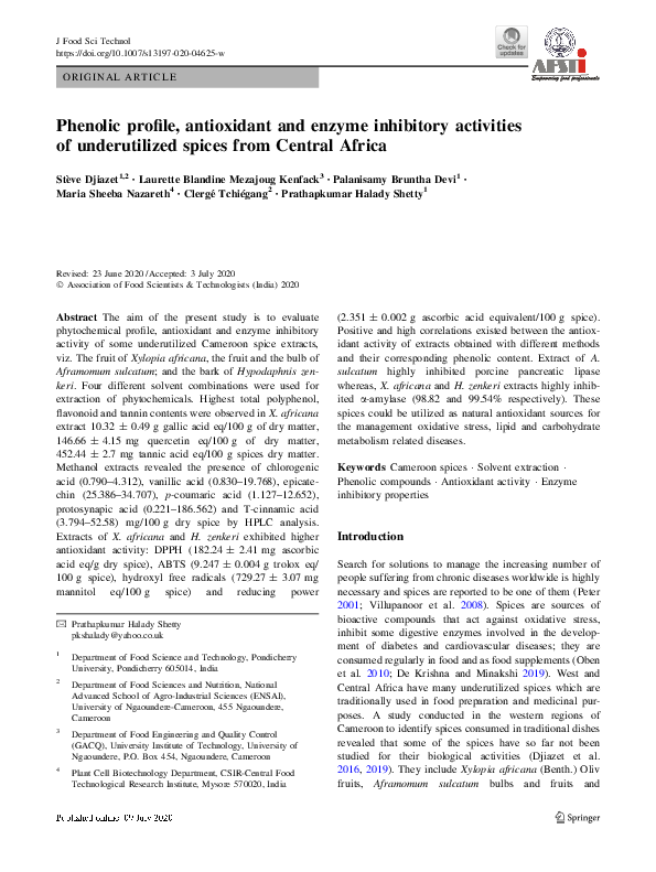 (PDF) Phenolic profile, antioxidant and enzyme inhibitory activities of Stachys annua subsp ...