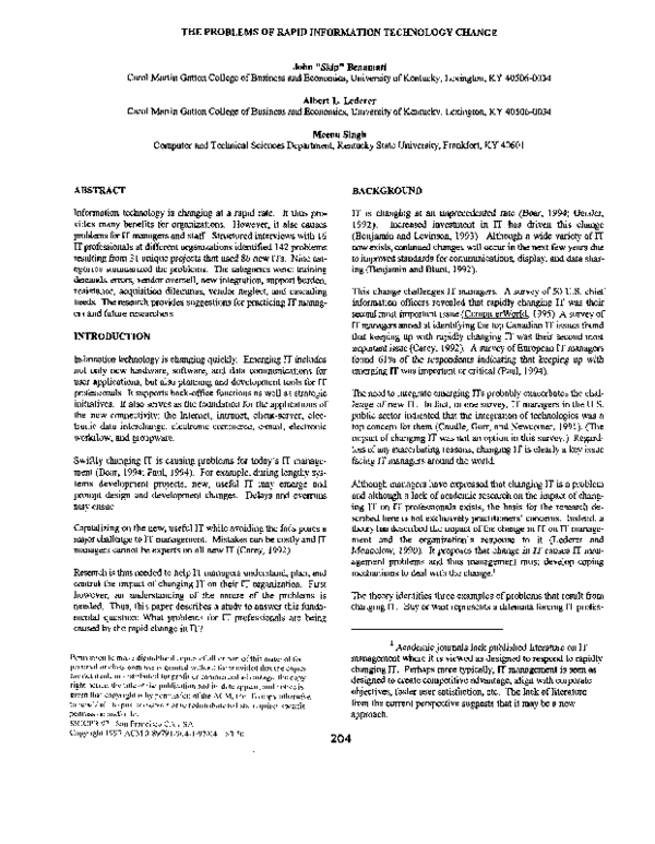 (PDF) The problems of rapid information technology change