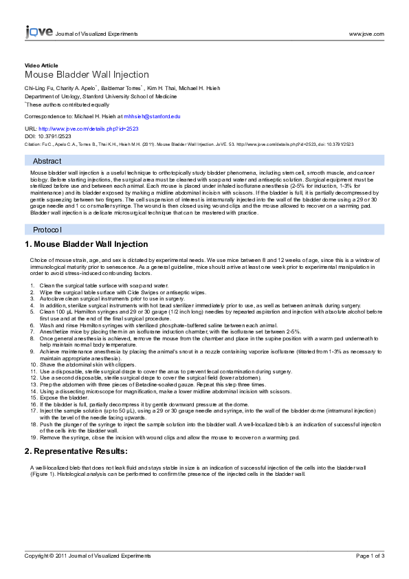 (PDF) Mouse Bladder Wall Injection