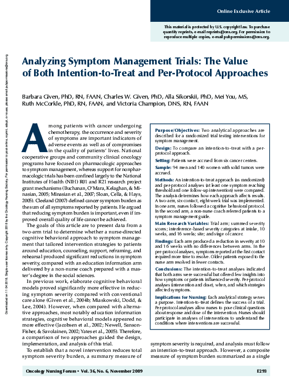 (PDF) Analyzing symptom management trials: the value of both intention ...