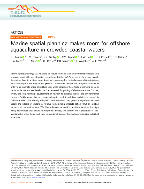 (PDF) Marine spatial planning makes room for offshore aquaculture in ...