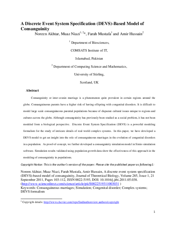 Pdf A Discrete Event System Specification Devs Based Model Of