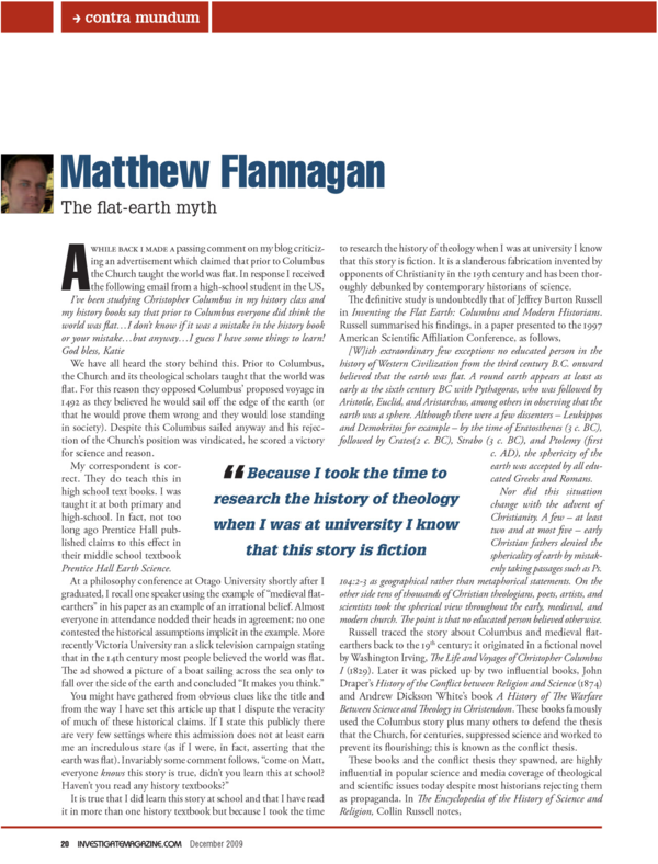 (PDF) The Flat Earth Myth | Matthew Flannagan - Academia.edu