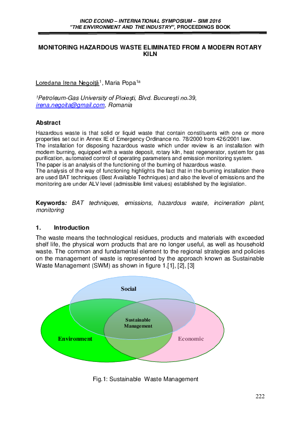 (PDF) Monitoring Hazardous Waste Eliminated from a Modern Rotary Kiln