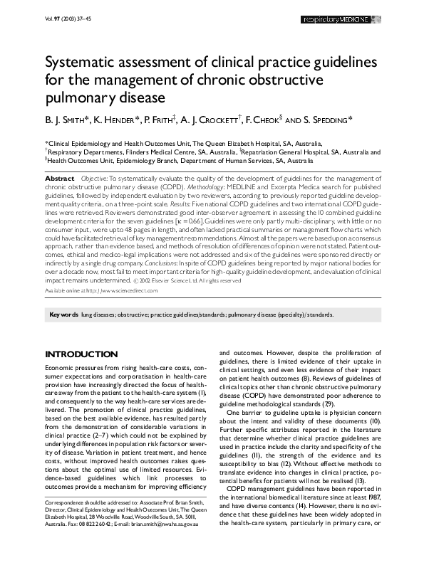 (PDF) Systematic assessment of clinical practice guidelines for the ...