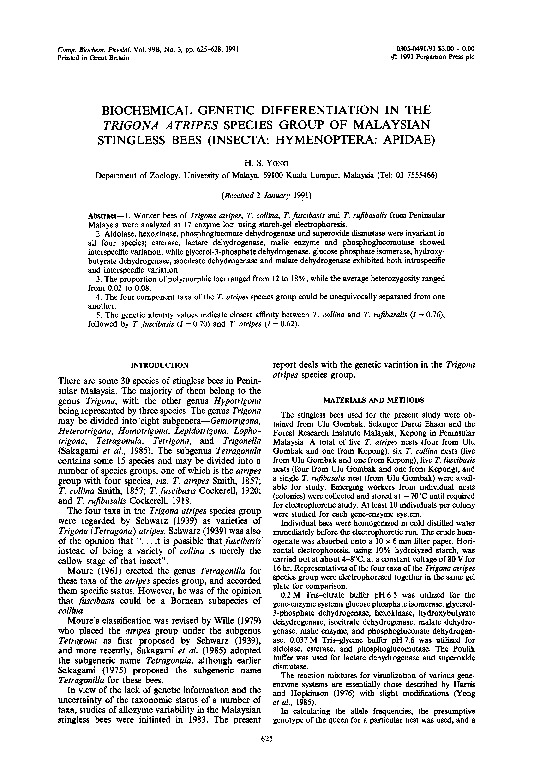 (PDF) Biochemical genetic differentiation in the Trigona atripes ...