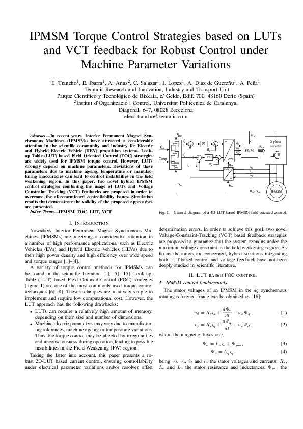 (PDF) IPMSM torque control strategies based on LUTs and VCT feedback ...