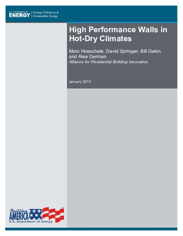 (PDF) High Performance Walls in Hot-Dry Climates
