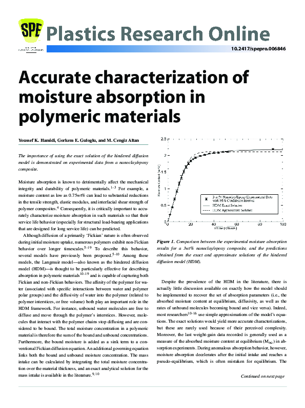 (PDF) Accurate characterization of moisture absorption in polymeric ...