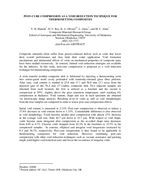 (PDF) Post-Cure Compression as a Void Reduction Technique for ...