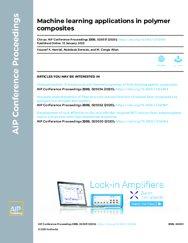 (PDF) Machine learning applications in polymer composites