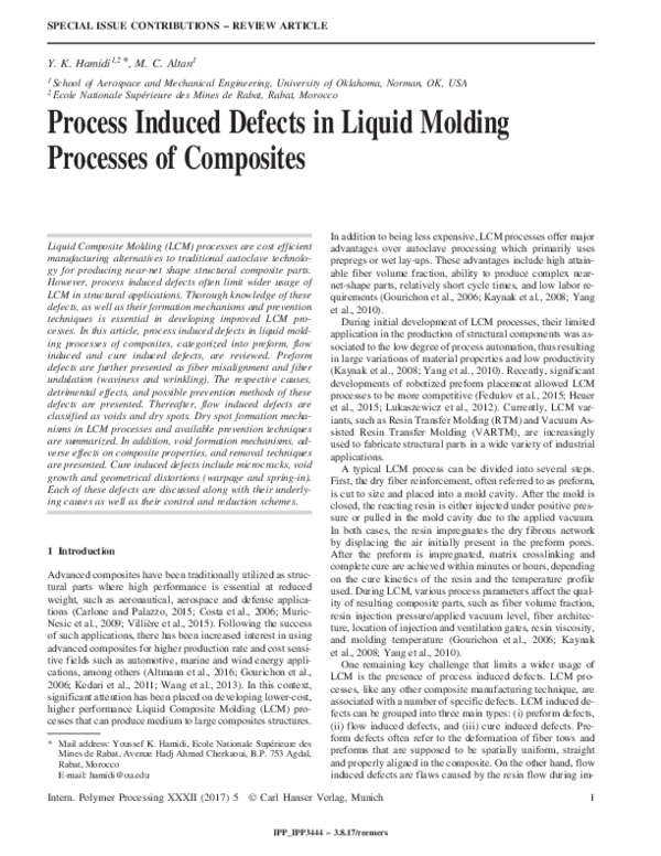 (PDF) Process Induced Defects in Liquid Molding Processes of Composites