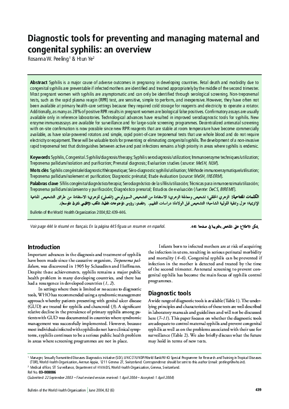 (PDF) Diagnostic tools for preventing and managing maternal and ...